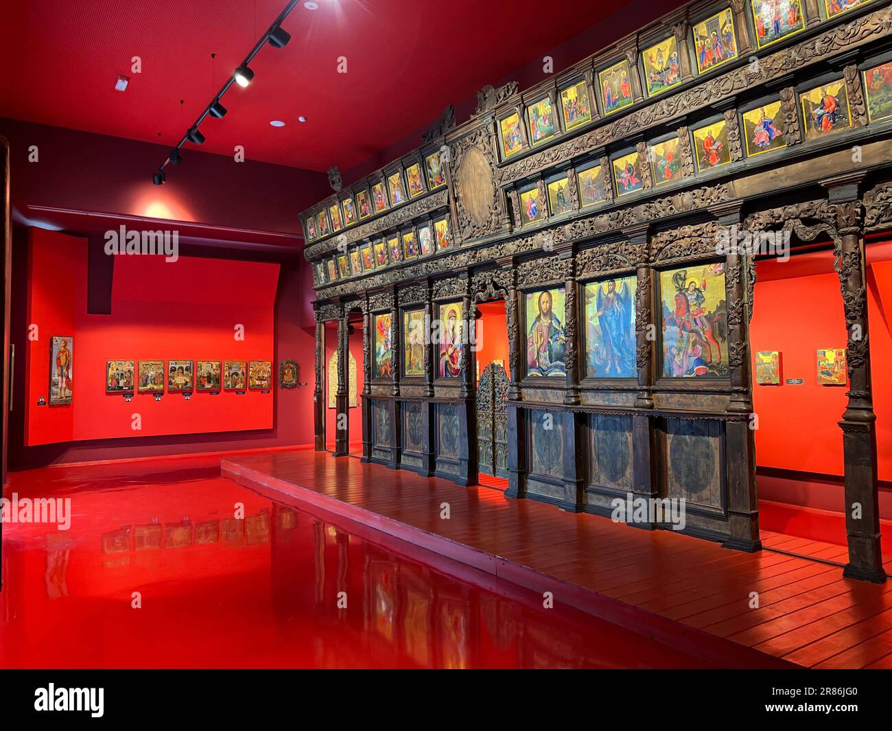 Exhibits of National Art Museum, of Medieval Art , Gothic style hall ...