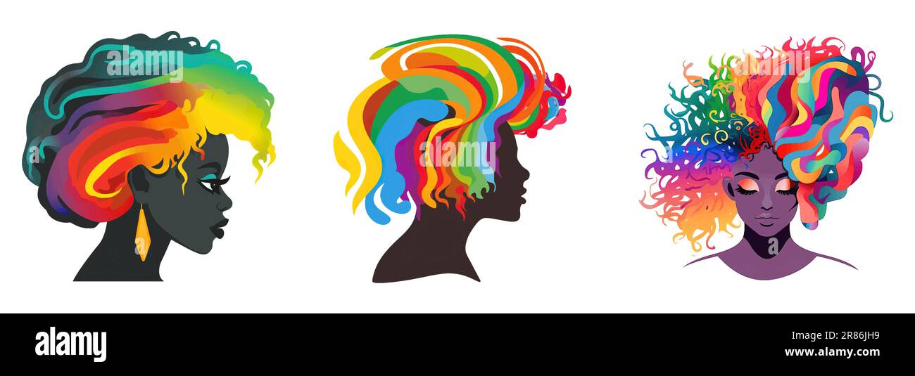 set vector illustration of female support lgbt rights isolate on white ...