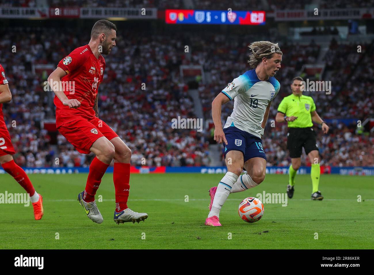 Manchester, UK. 19th June, 2023. Connor Gallagher holds the ball up ...