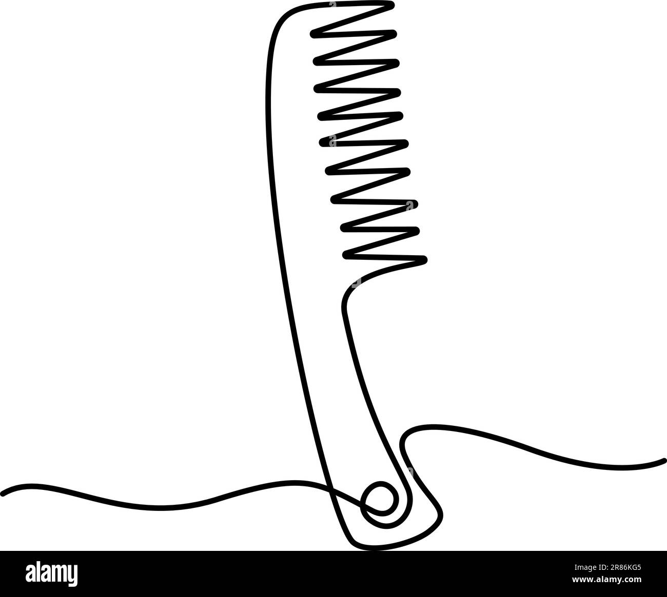 Professional comb for hair. Continuous one line drawing. Barber shop ...