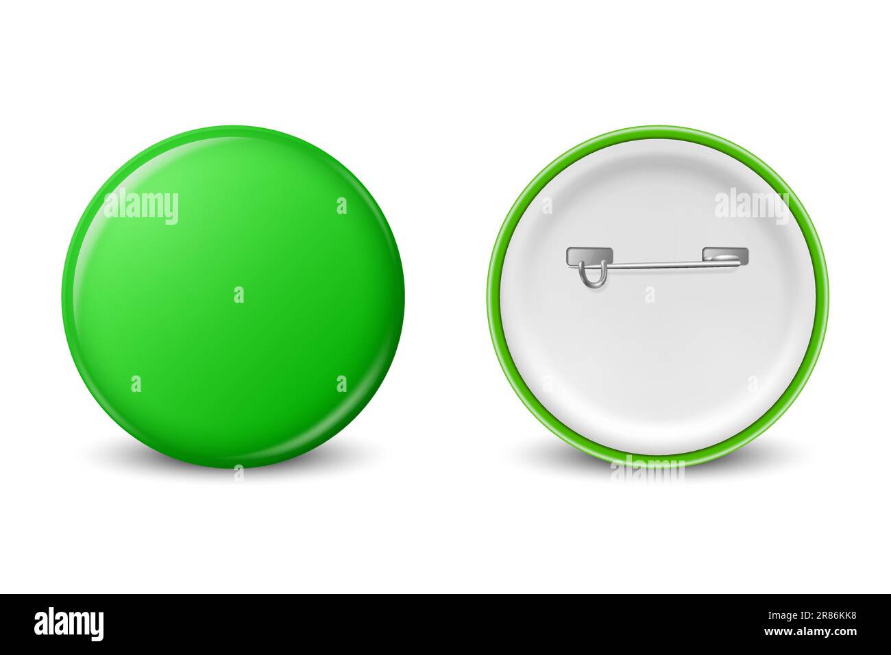 Vector Realistic Green Round Blank Empty Button Badge Set Closeup ...