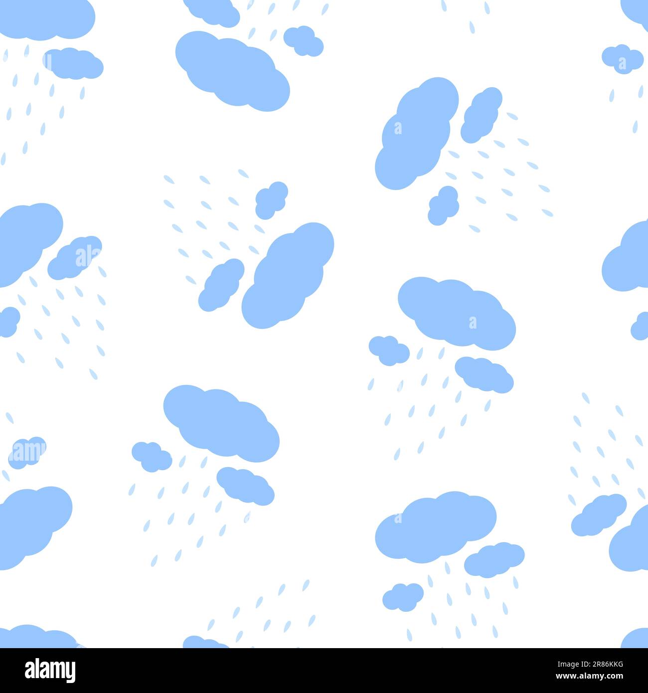 Cloud with rain drops seamless pattern simple cartoon vector ...