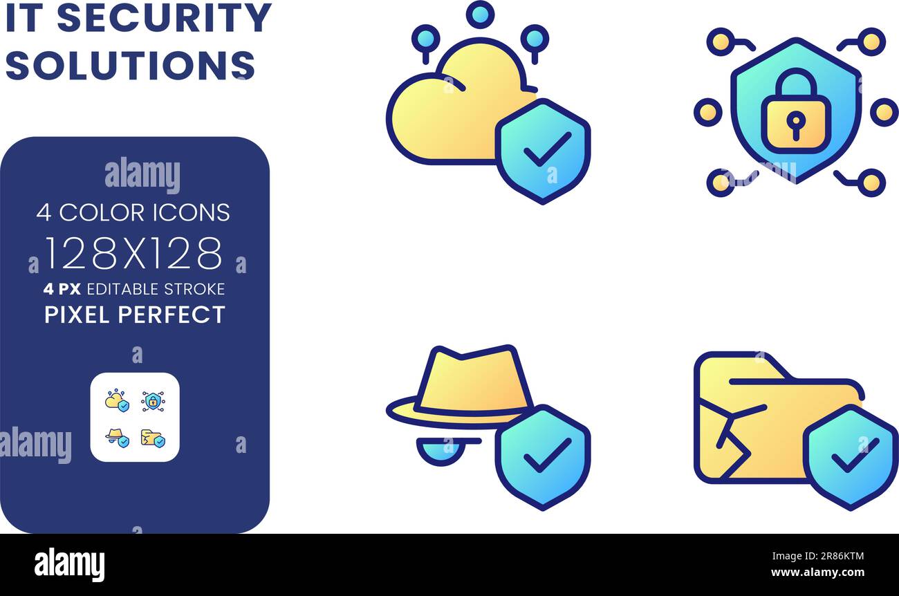 Data security solutions gradient fill desktop icons Stock Vector Image ... Data security solutions gradient fill desktop icons Stock Vector Image ...
