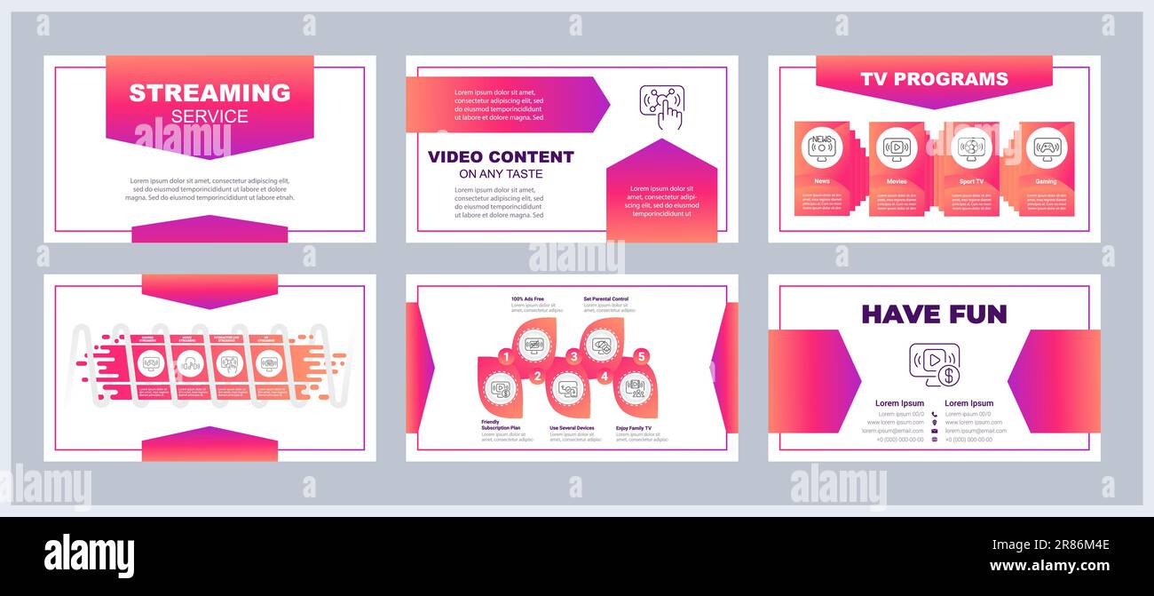 Streaming service presentation templates set Stock Vector Image & Art ...