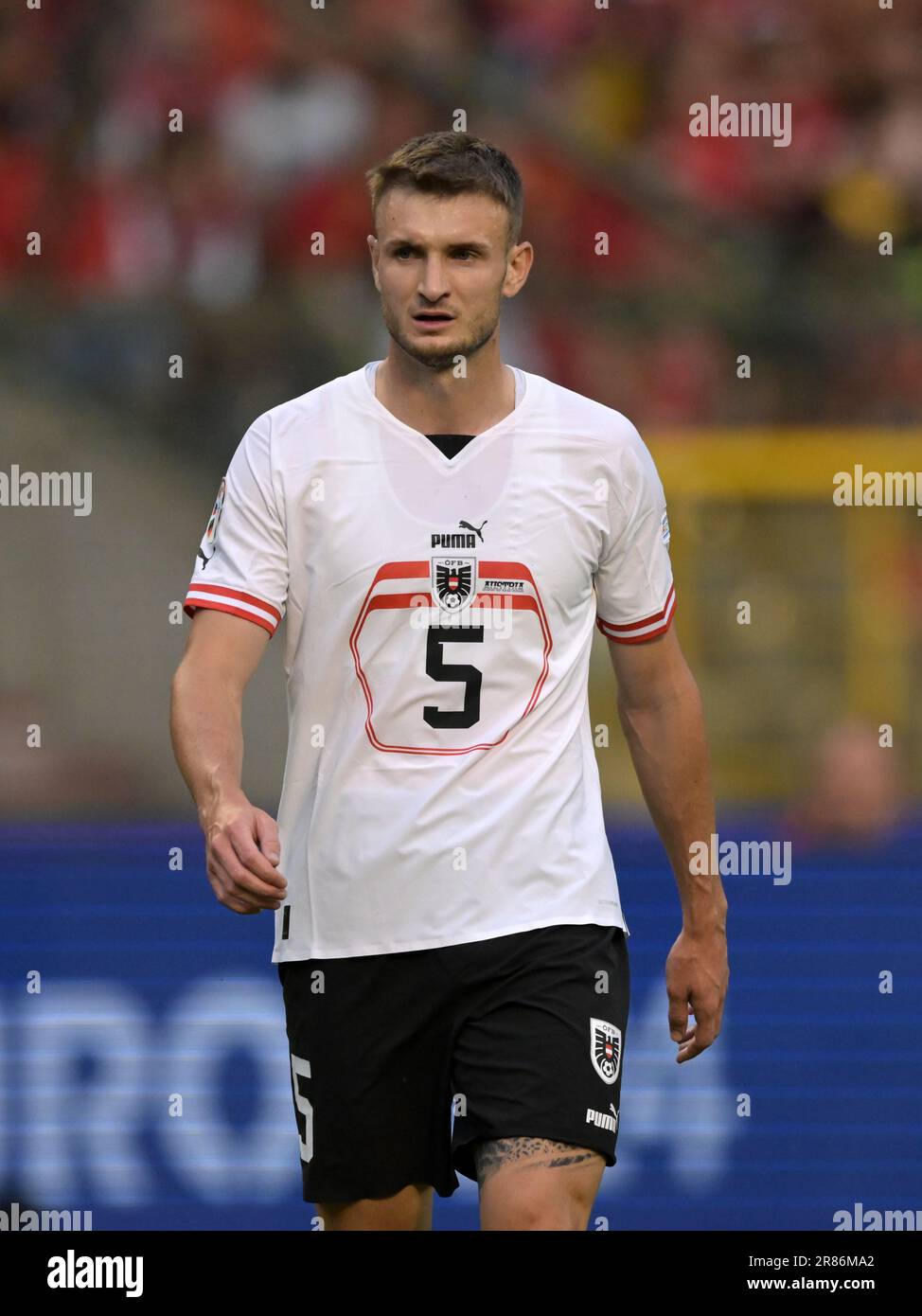 BRUSSELS - Stefan Posch of Austria during the UEFA EURO 2024 qualifying ...