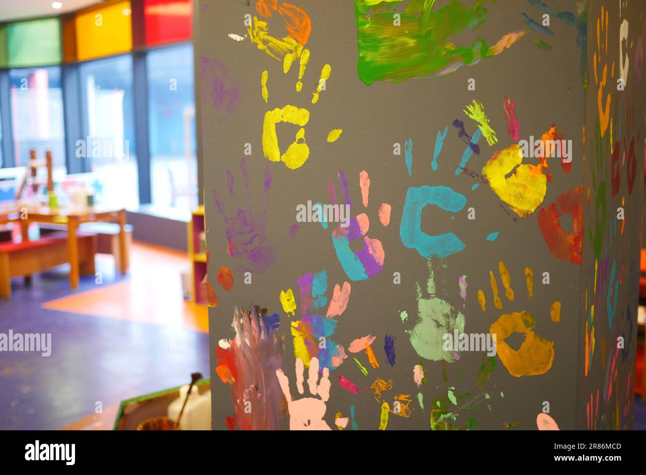 children's hands marks on wall Stock Photo - Alamy
