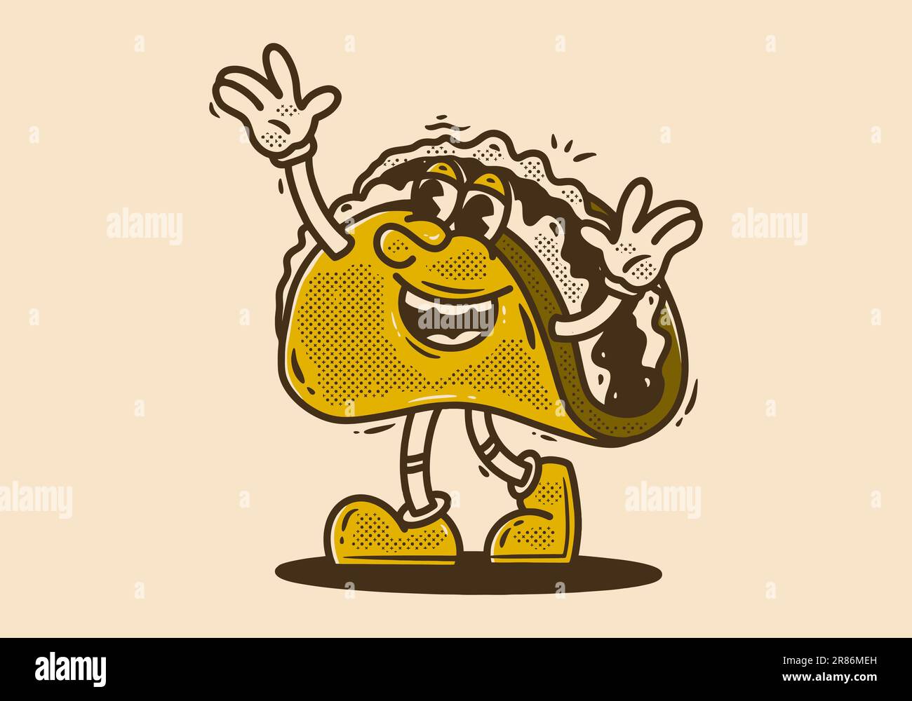 Vintage mascot character design of tacos with happy expression Stock ...