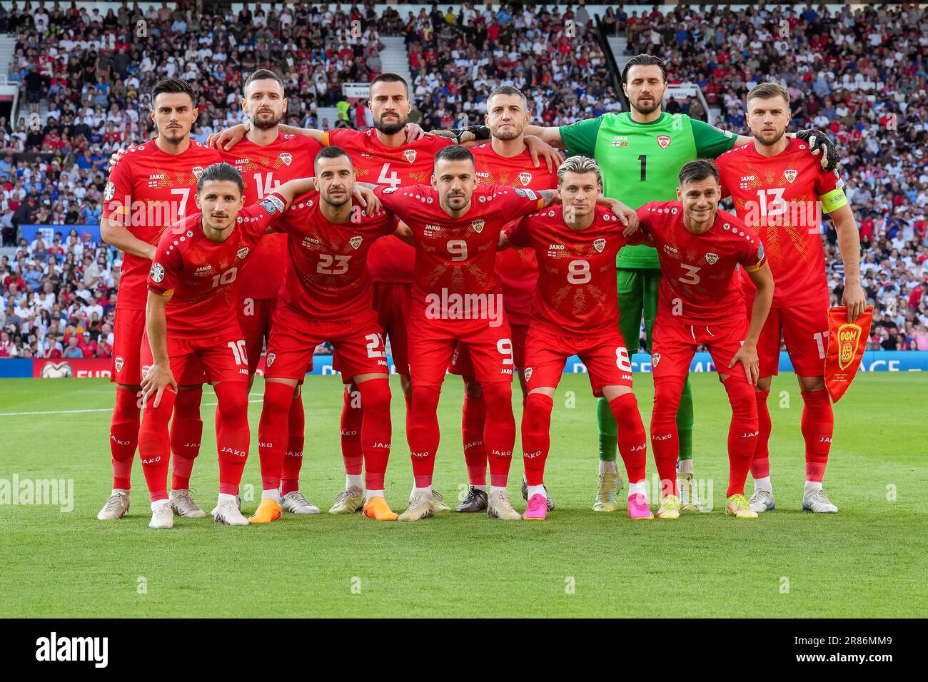 Manchester, UK. 19th June, 2023. The Macedonia team line up ahead of ...