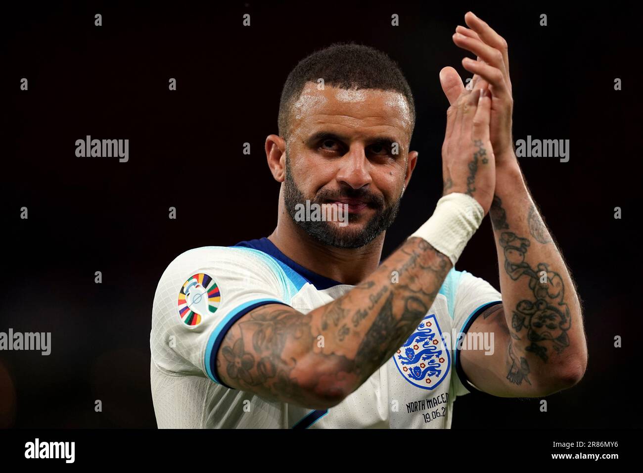 England's Kyle Walker applauds the fans after the UEFA Euro 2024 ...
