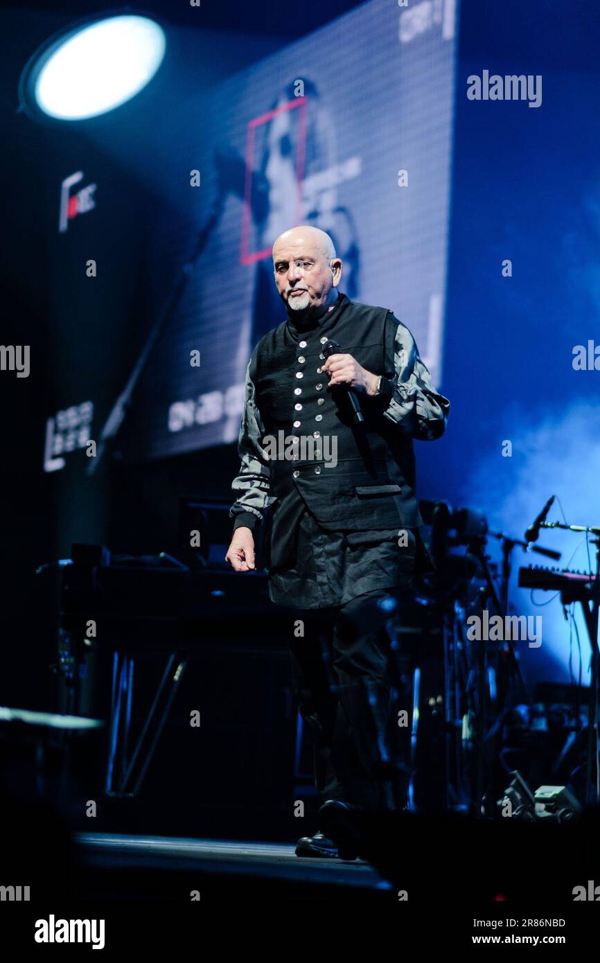 London, UK. 19th June, 2023. Peter Gabriel photographed on stage during ...