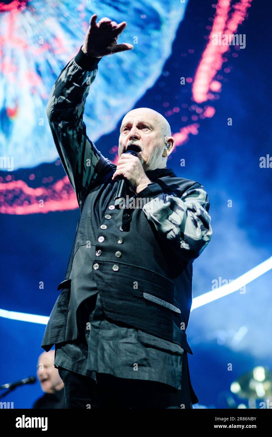 London, UK. 19th June, 2023. Peter Gabriel photographed on stage during ...