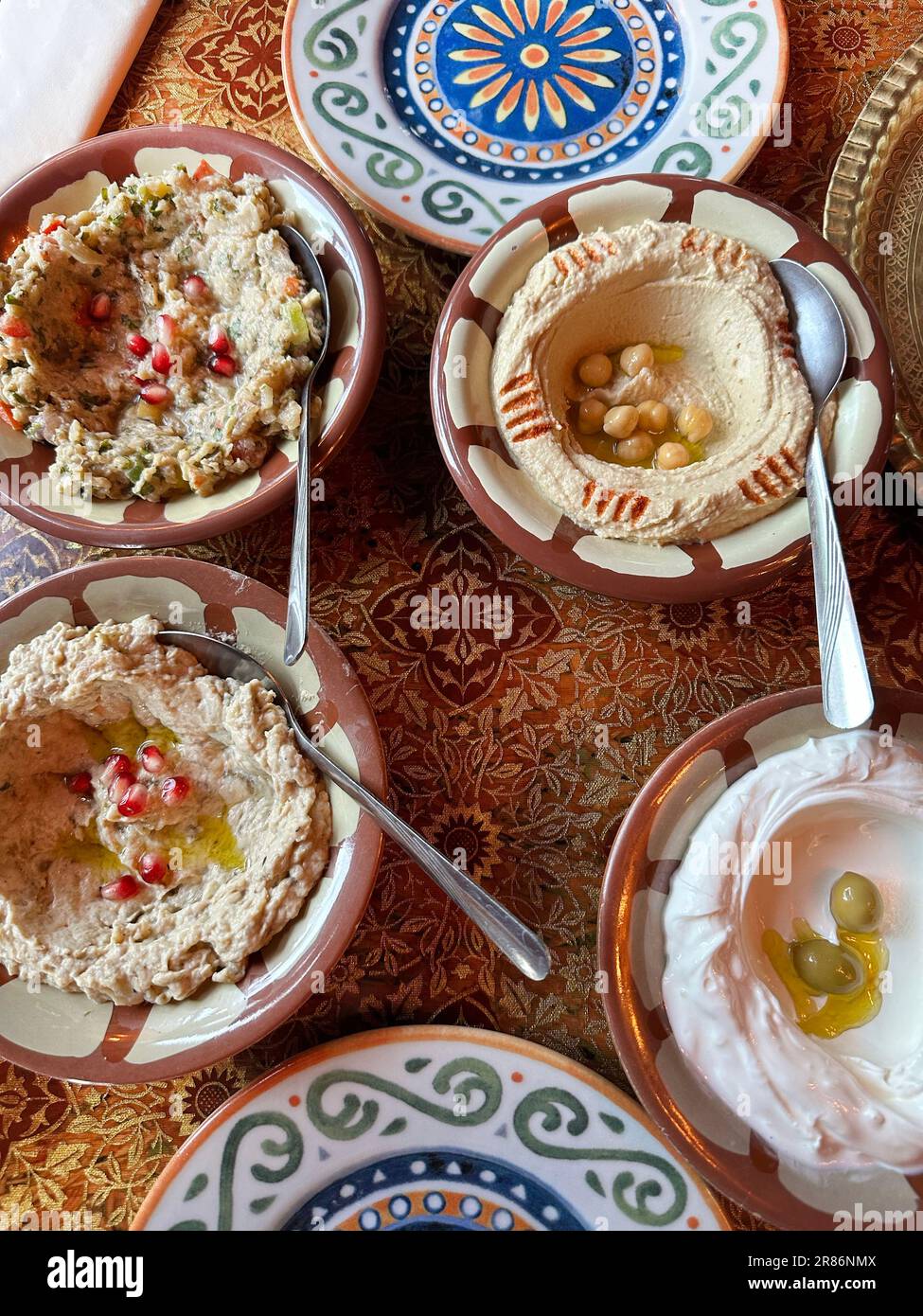 Traditional arabic oriental meze assortment, top view Stock Photo - Alamy