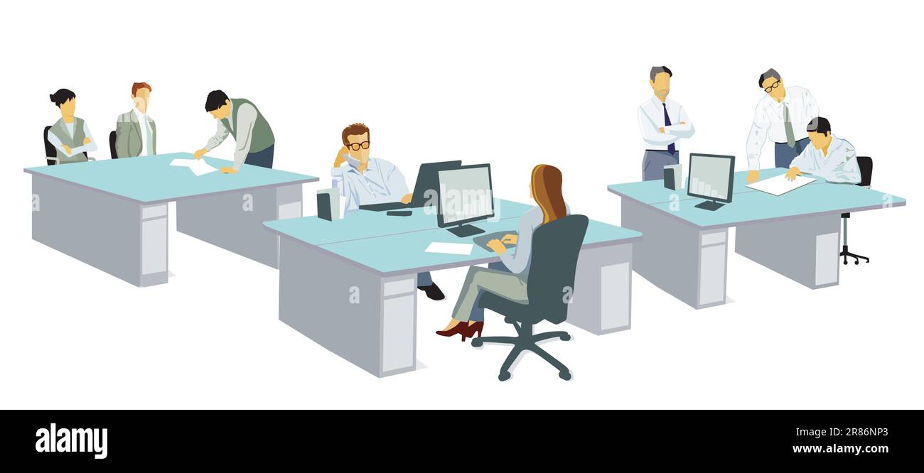 planning, discussion by employees illustration Stock Vector Image & Art ...