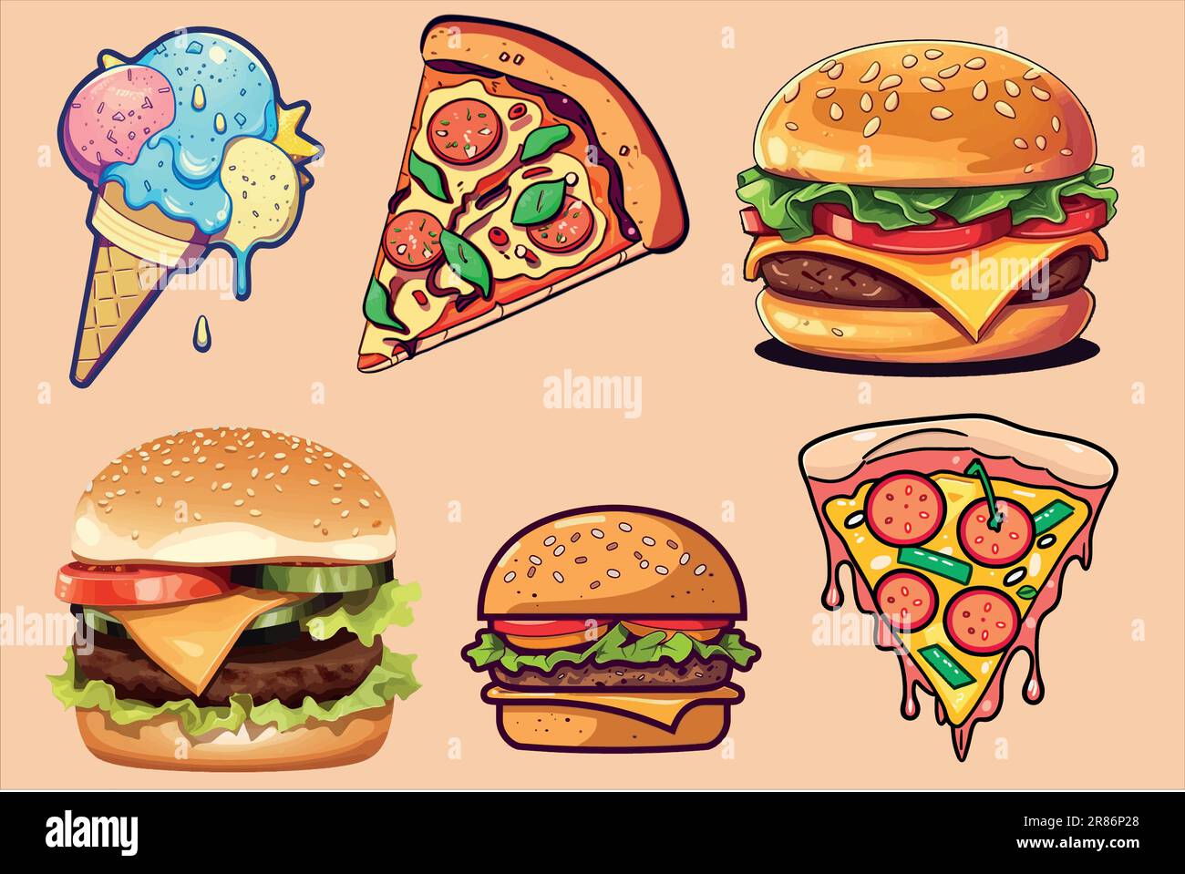 A set of fast food icons Stock Vector Image & Art - Alamy