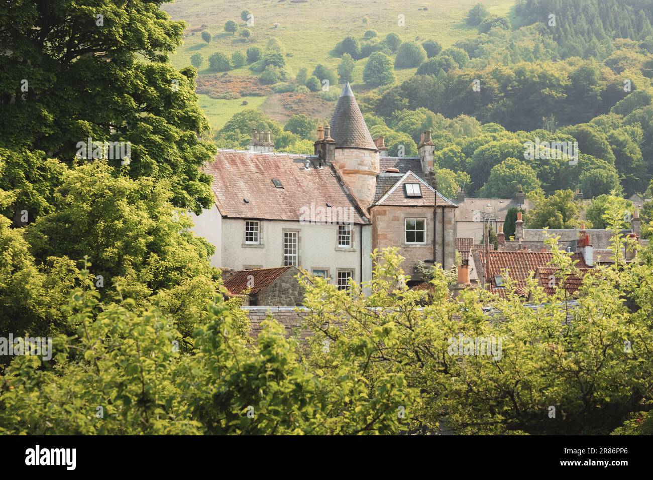 View of Falkland village and Lomond Hills Regional Park from from the ...