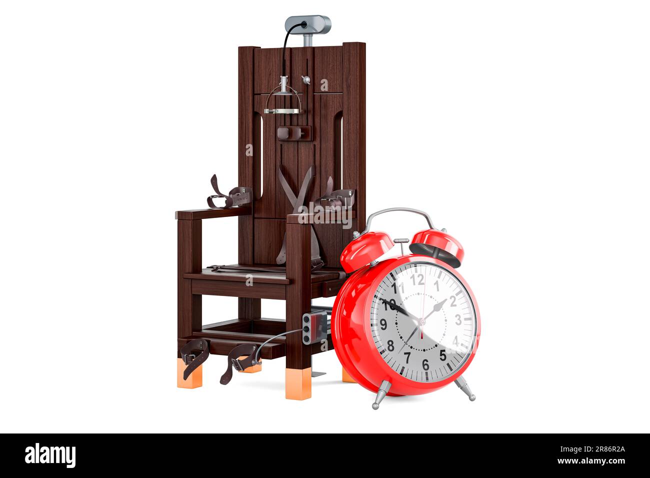 Electric chair with alarm clock, 3D rendering isolated on white ...