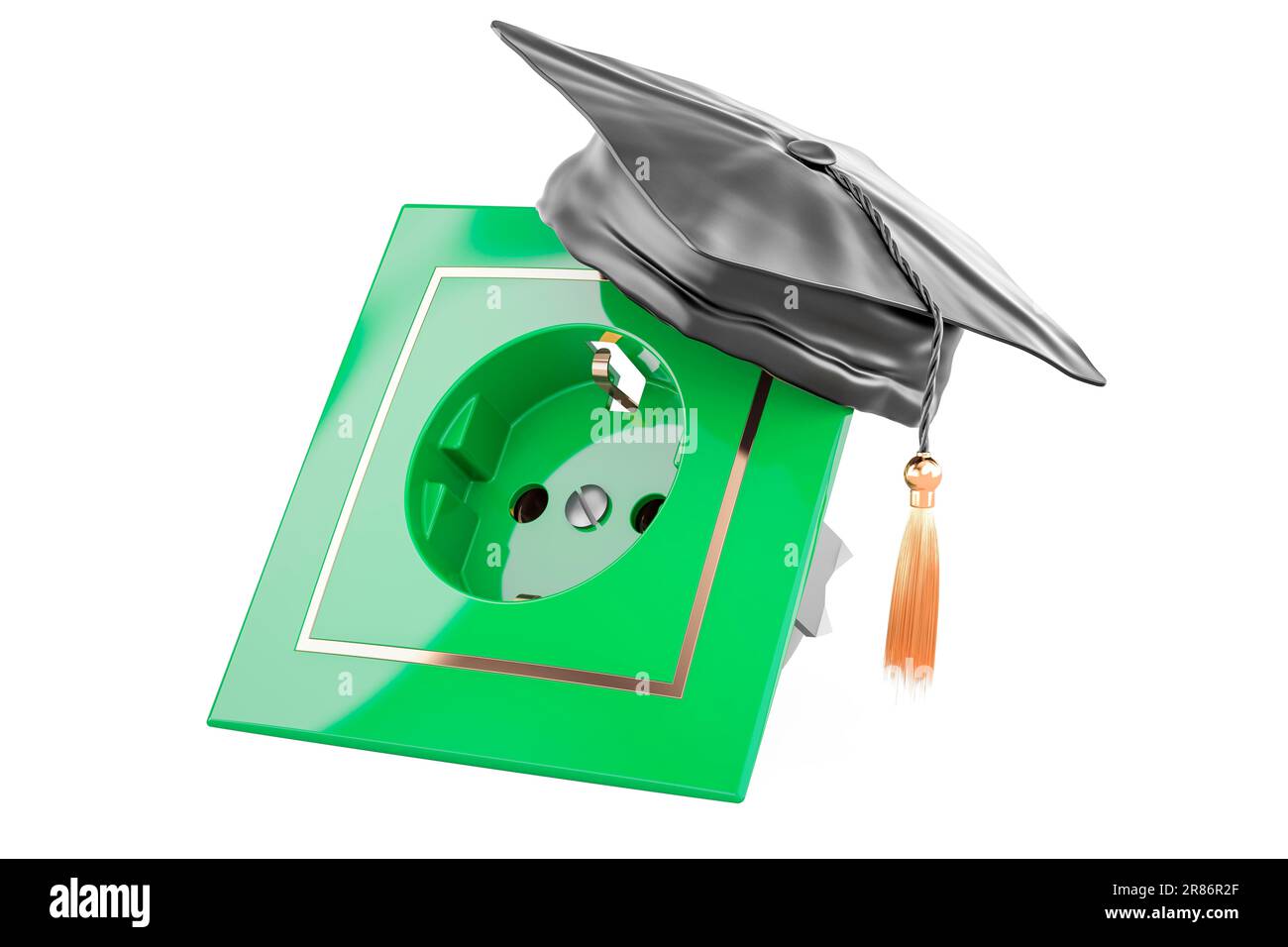 Electrical socket with education hat. 3D rendering isolated on white ...