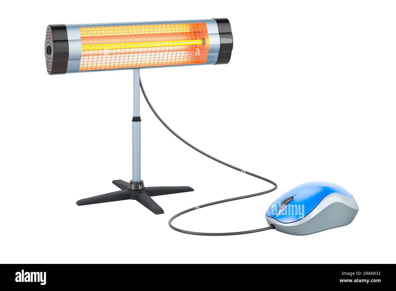 Halogen or infrared heater with computer mouse. 3D rendering isolated on white background Stock ...