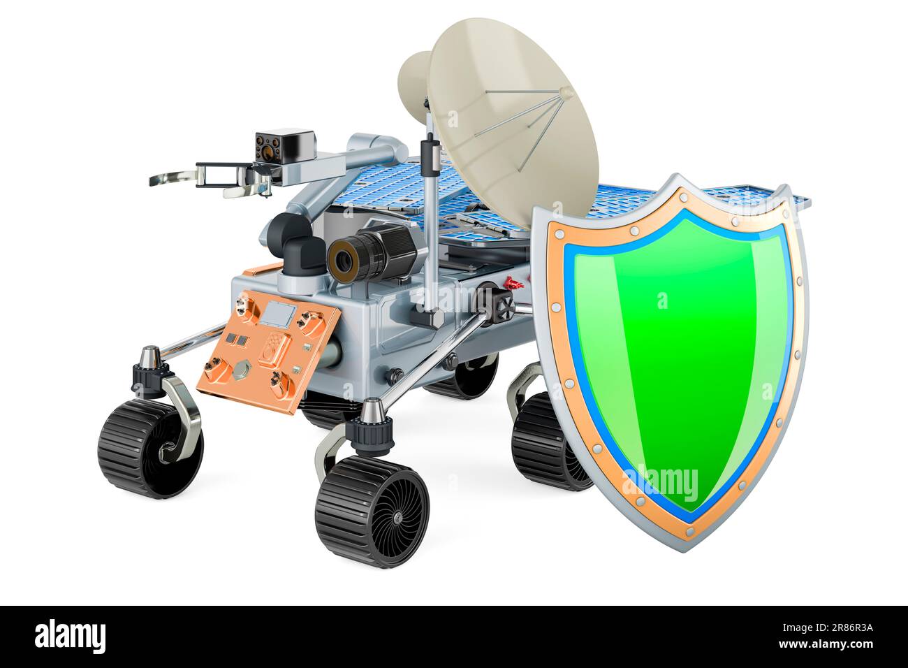 Planetary rover with shield, 3D rendering isolated on white background ...