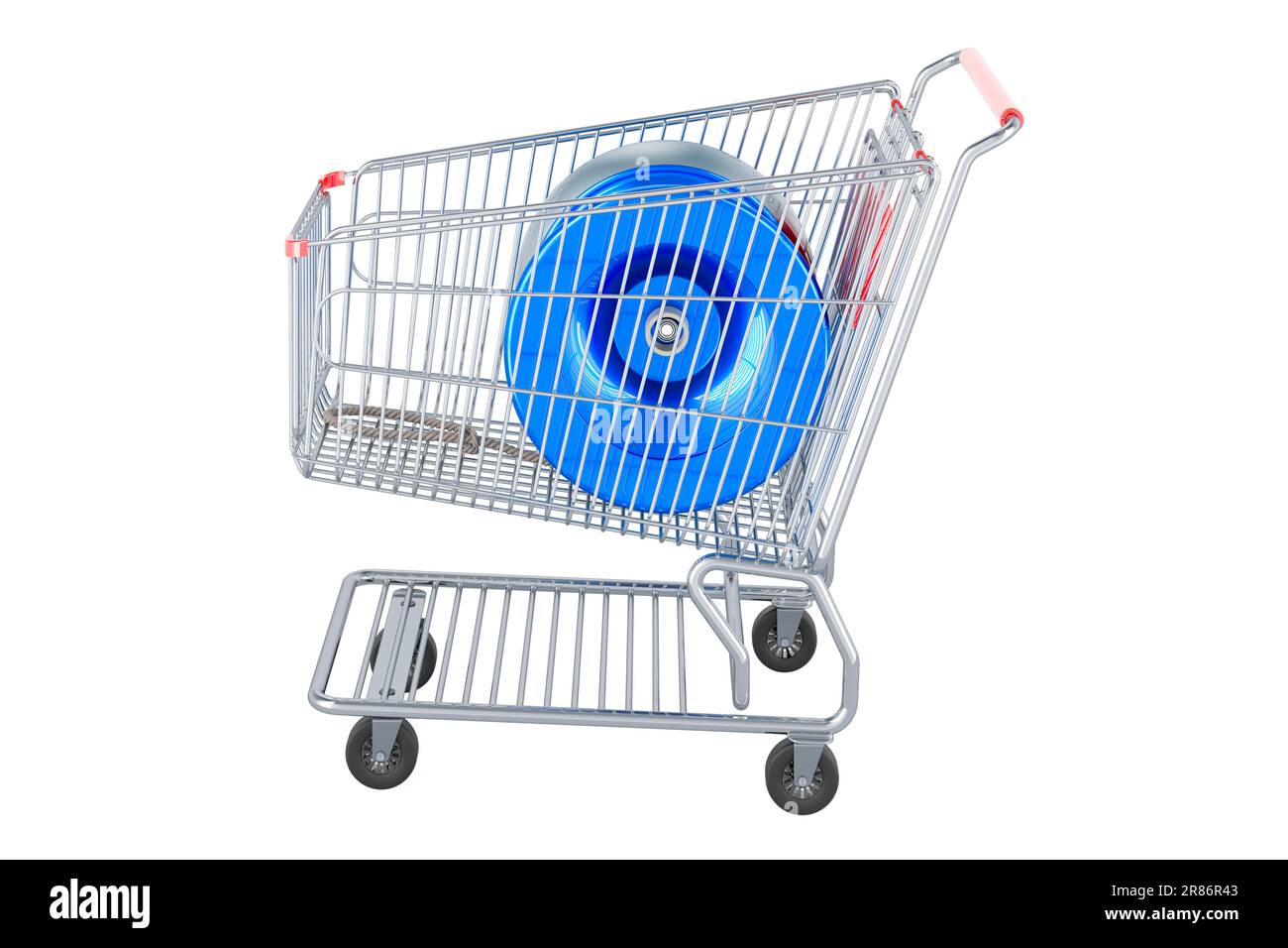 Yo-yo inside shopping cart, 3D rendering isolated on white background ...