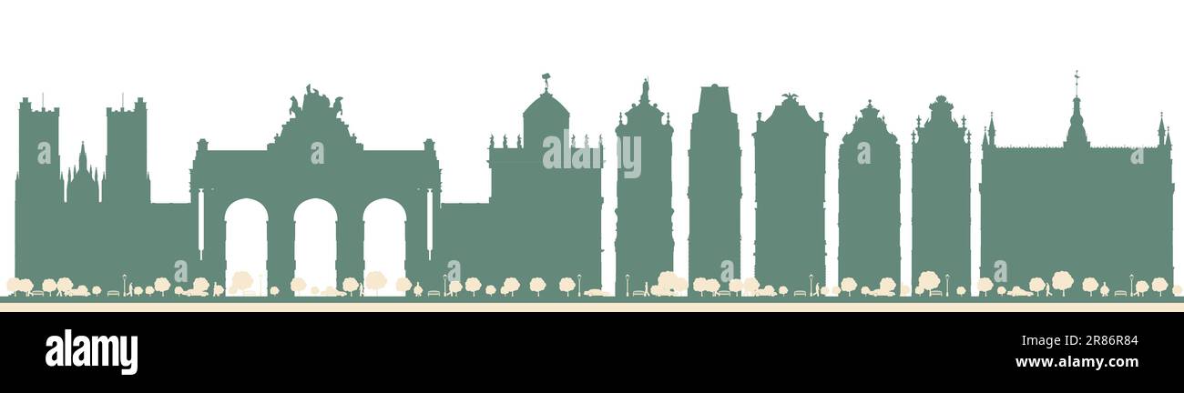 Abstract Brussels Belgium city skyline with color buildings. Vector ...