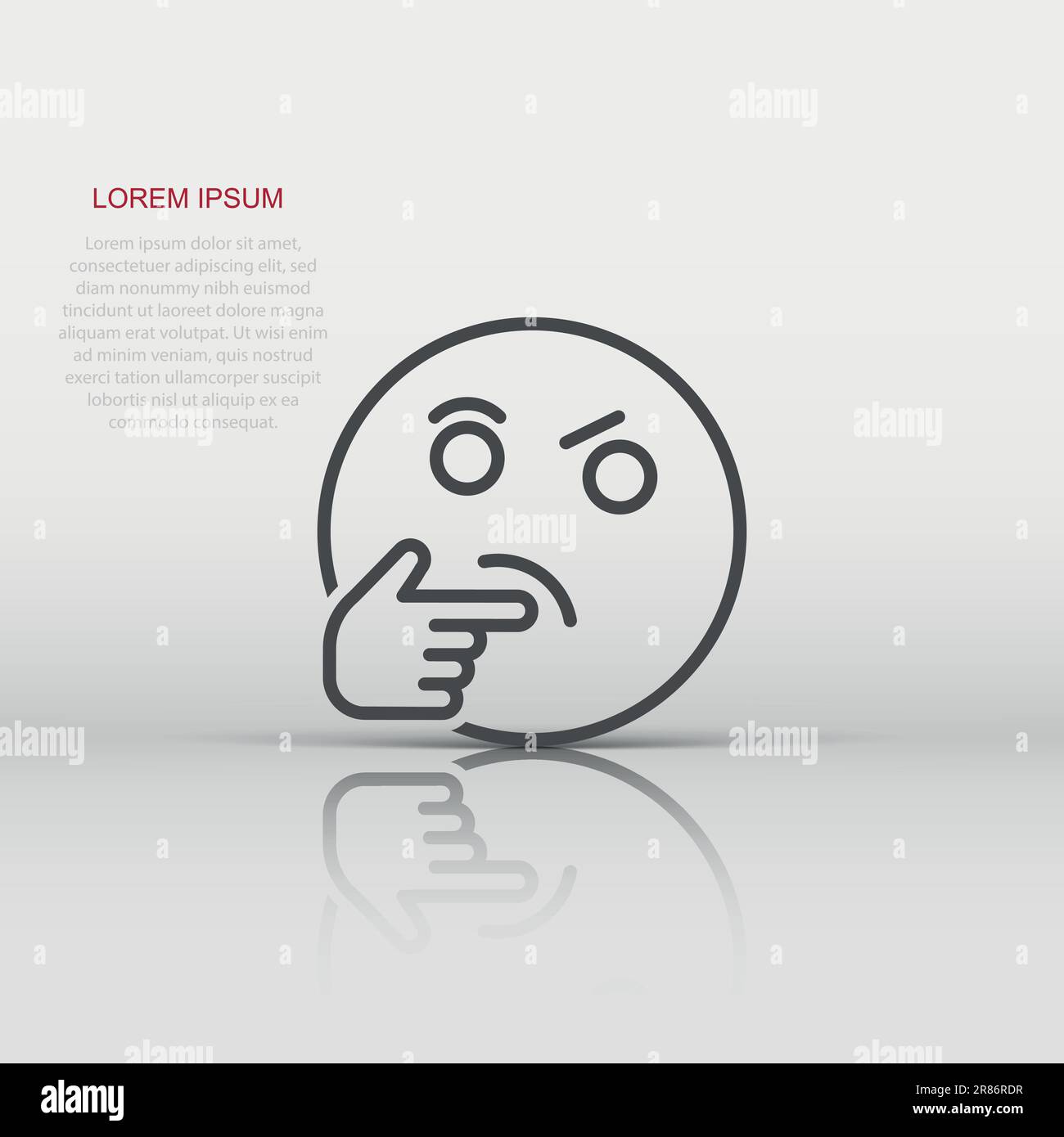 Thinking face icon in flat style. Smile emoticon vector illustration on ... Thinking face icon in flat style. Smile emoticon vector illustration on ...