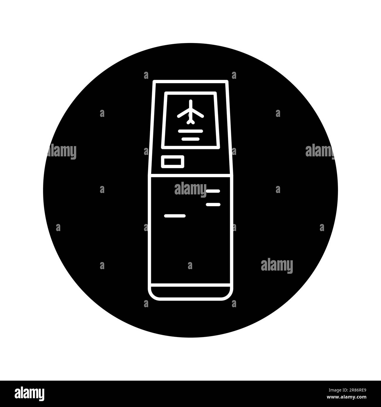 Self check in black line icon. Machine in airport terminal. Pictogram ...