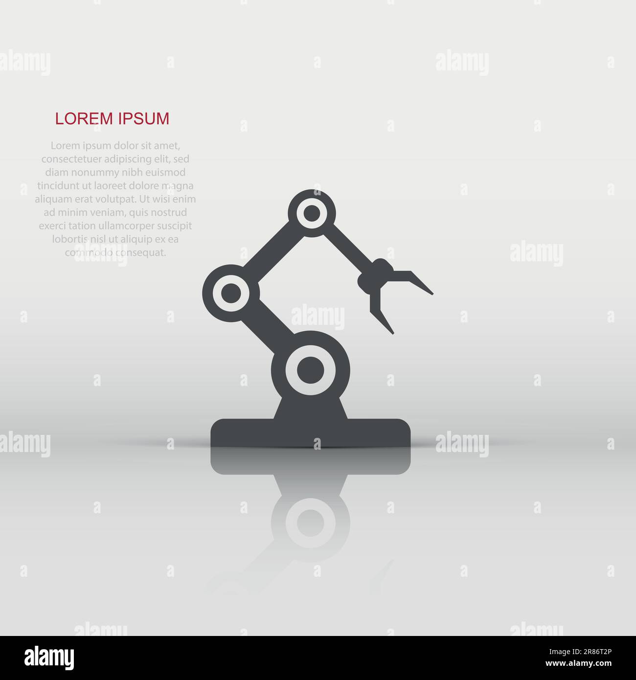 Robot arm icon in flat style. Mechanic manipulator vector illustration on white isolated ...