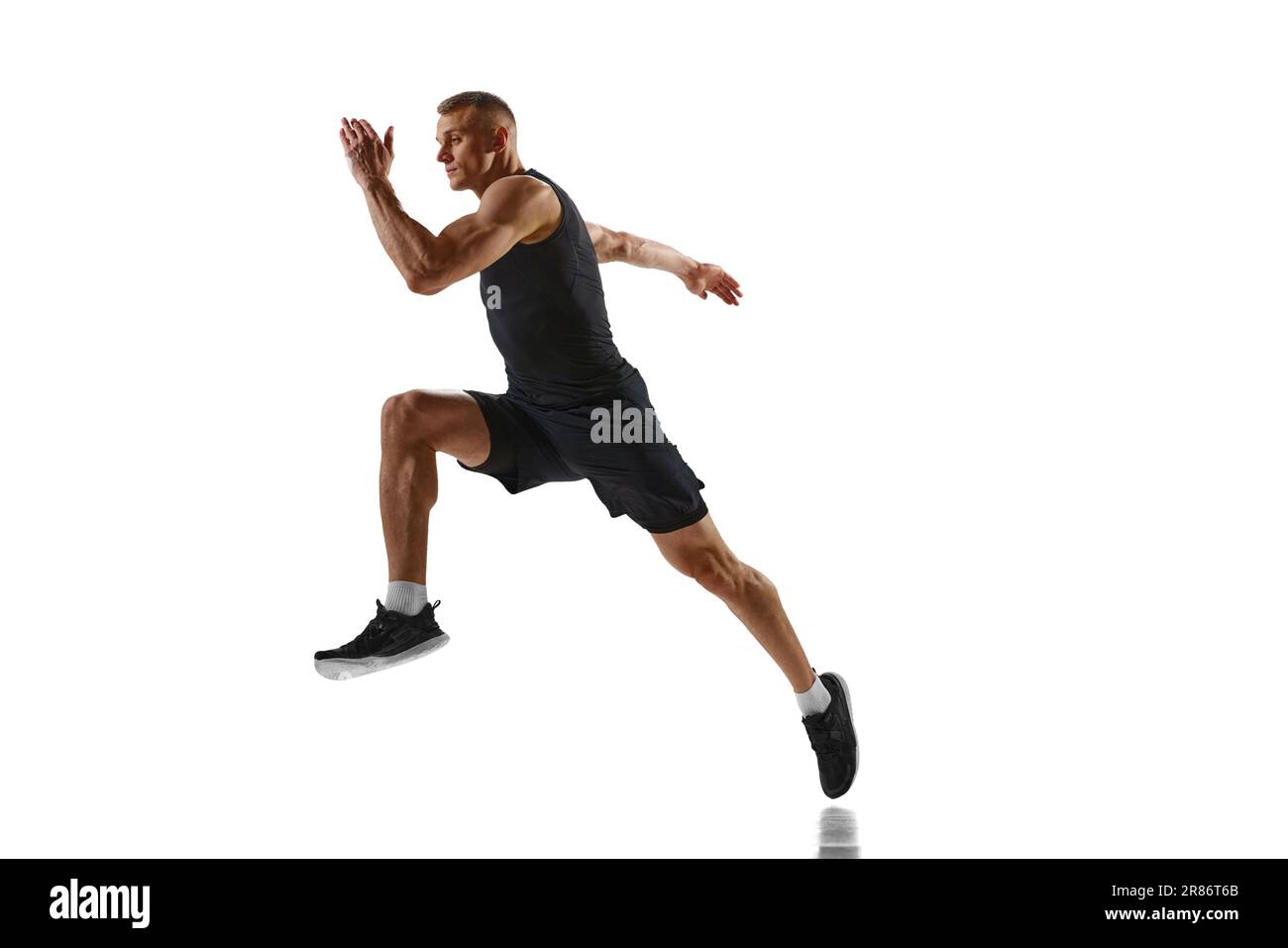 Dynamic image of young man with muscular, strong, fit body ...