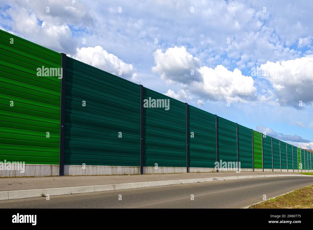 Acoustic noise protection wall, also called noise fence barrier or road ...