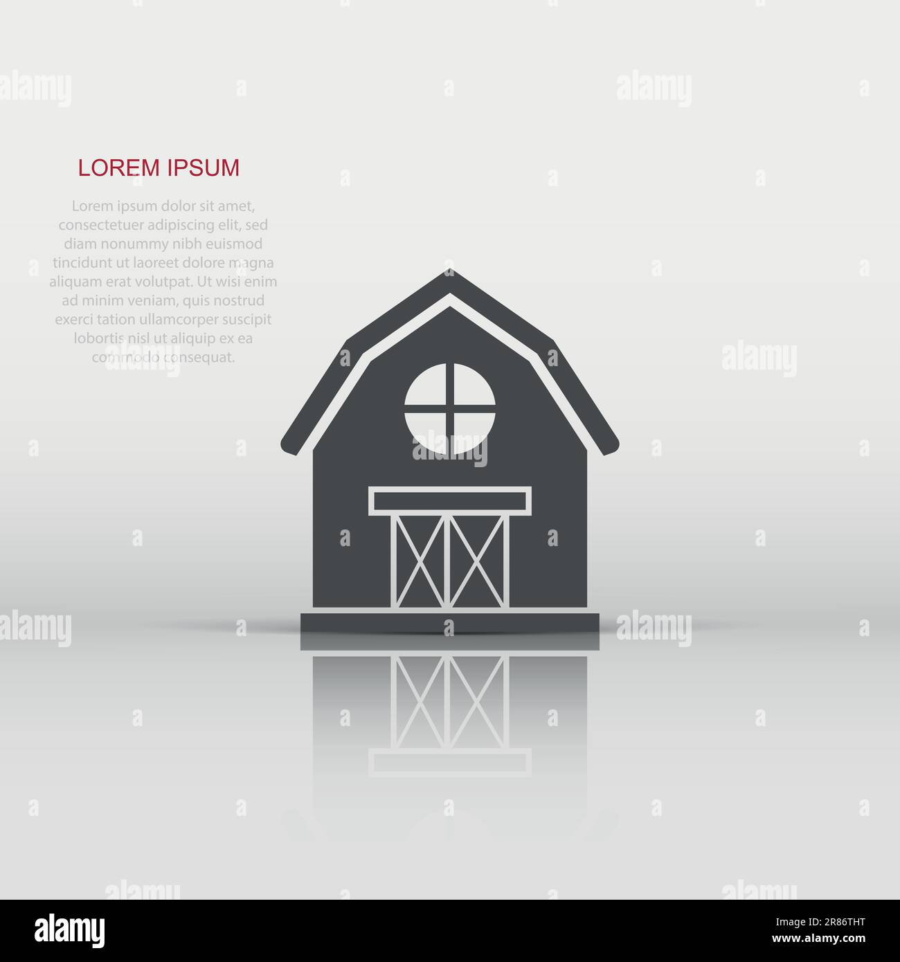 Barn icon in flat style. Farm house vector illustration on white ...