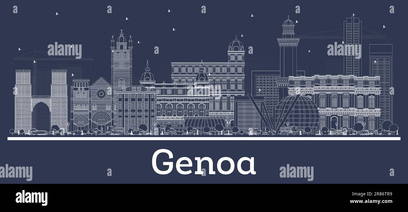 Outline Genoa Italy City Skyline with White Buildings. Vector ...