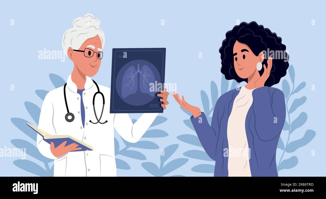 Doctor And Patient Pulmonology Vector Illustration Treatment Of