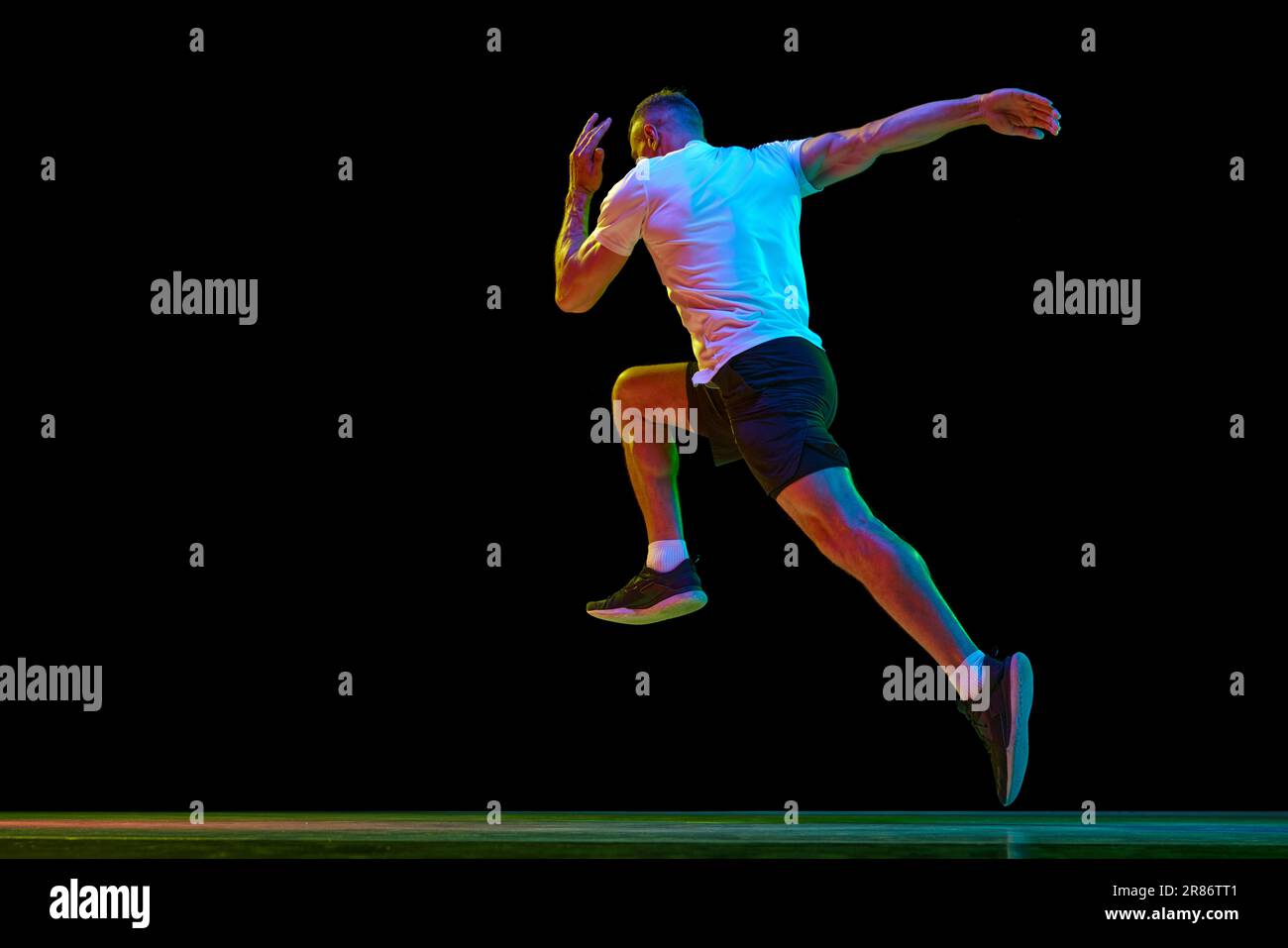 Dynamic image of young man with muscular, strong, fit body ...