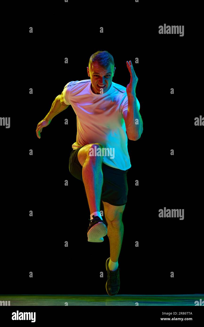 Front view image of handsome, muscular man, professional athlete in ...
