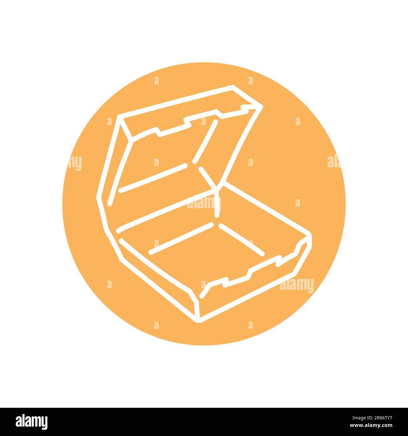 Cardboard lunch box and food black line icon. Takeout fastfood ...