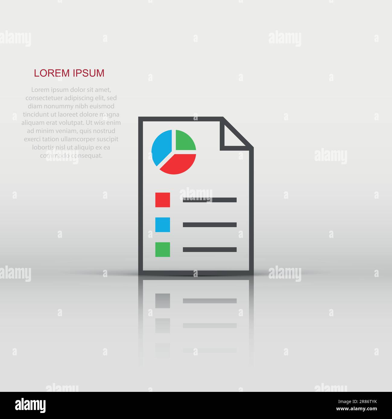 Document icon in flat style. Report vector illustration on white ...
