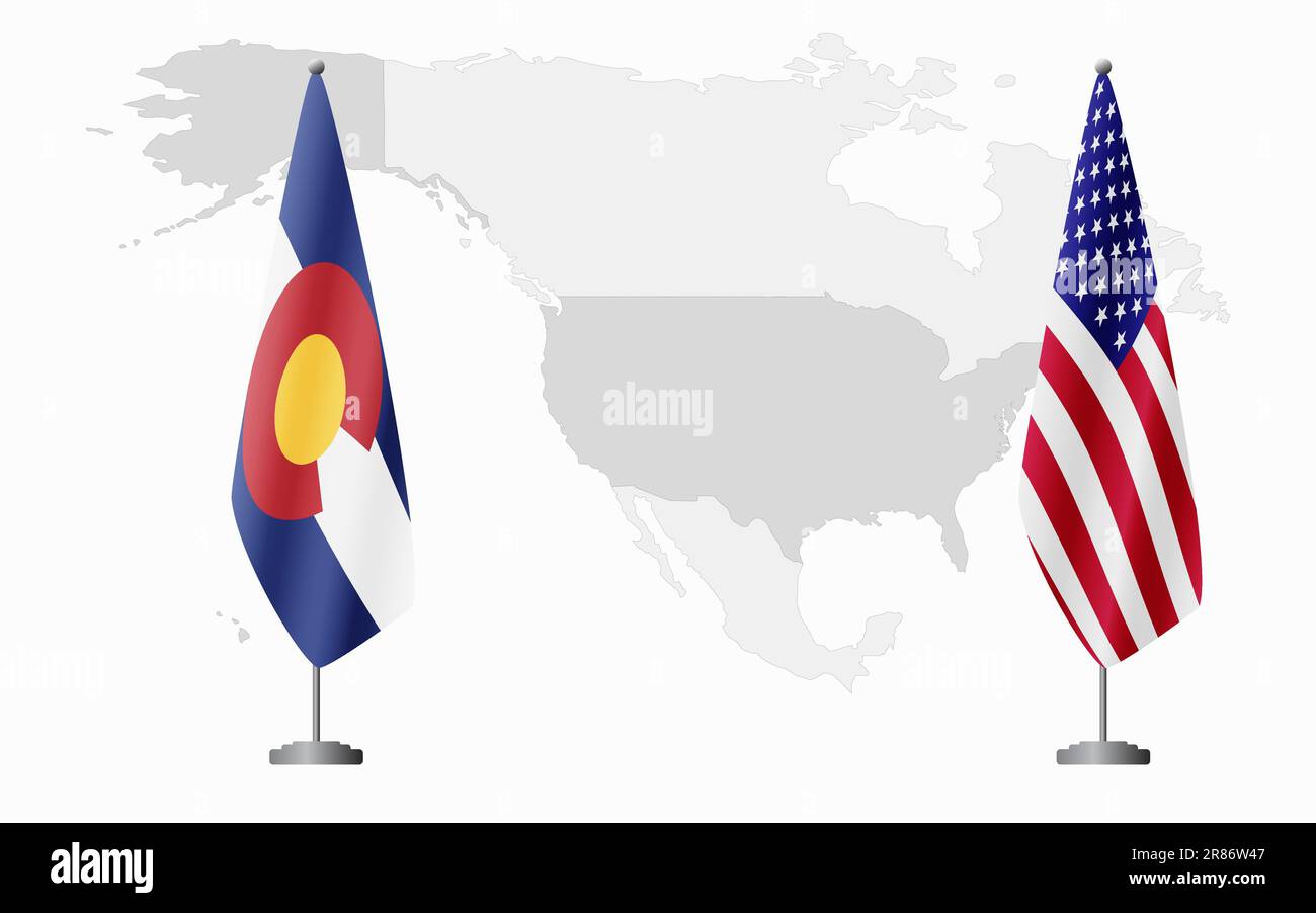 Colorado US and USA flags for official meeting against background of ...