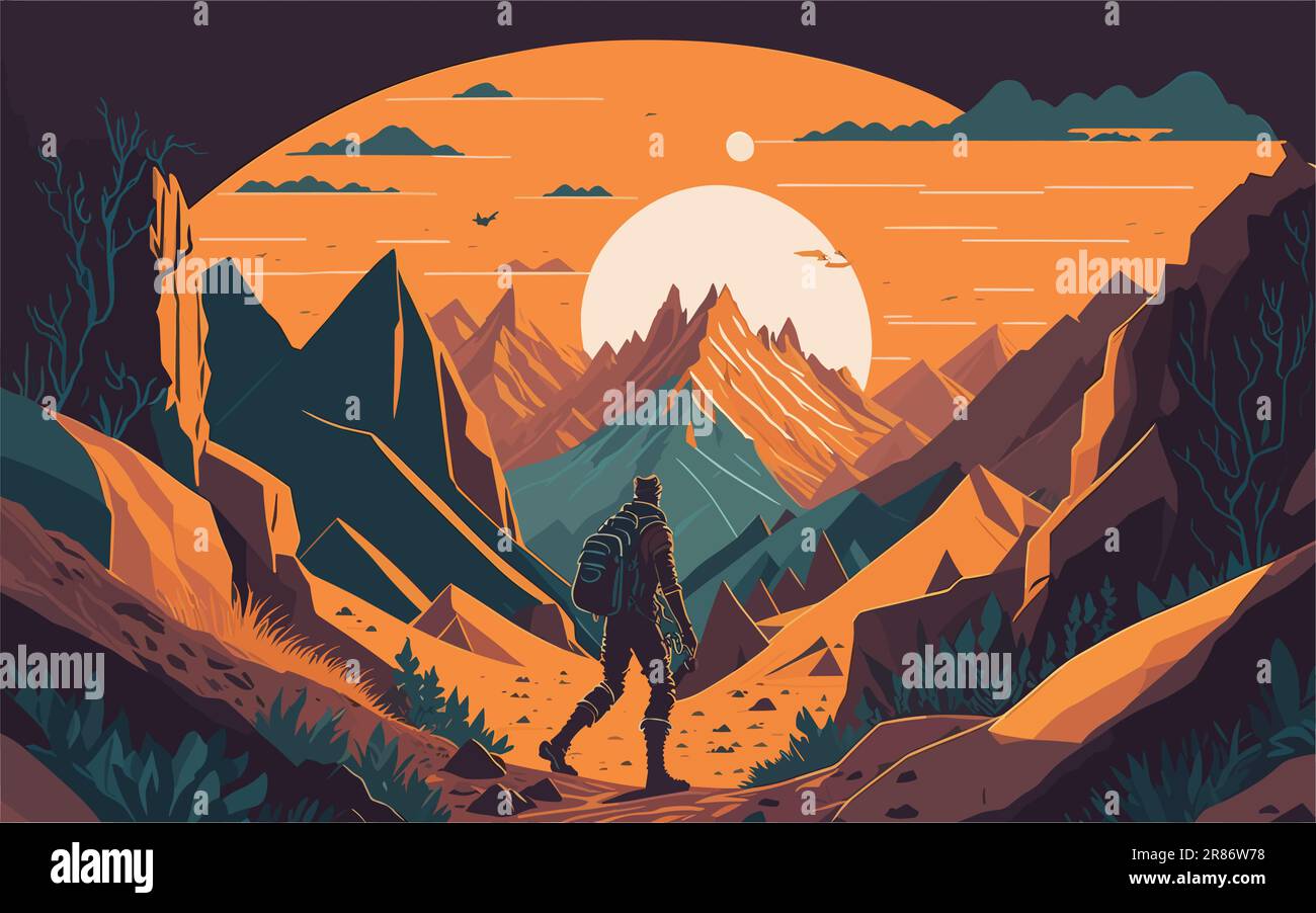 illustration that represents the concept of exploration and adventure ...