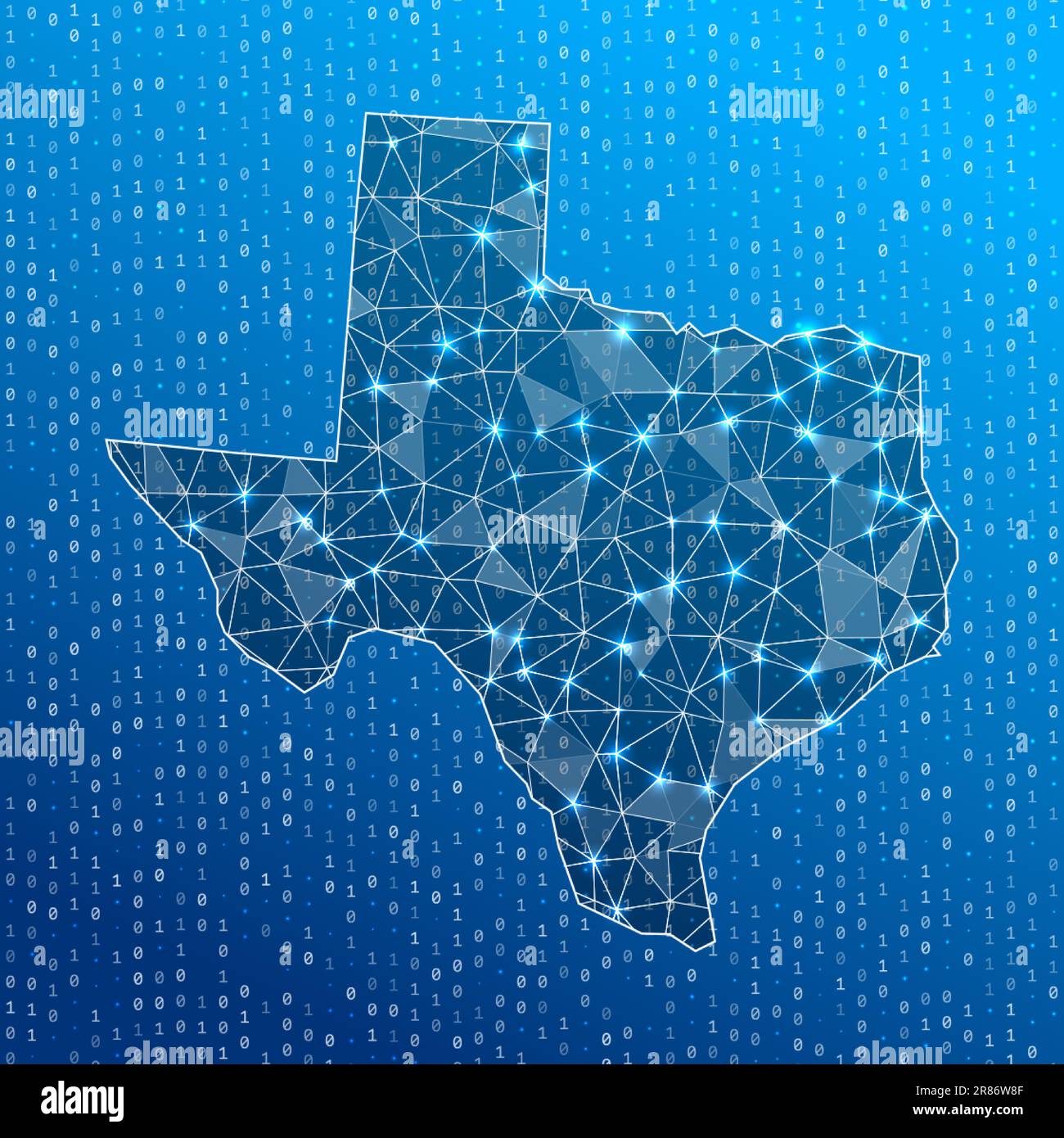 Network map of Texas. US state digital connections map. Technology ...