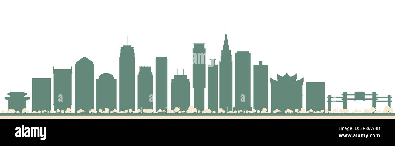 Abstract Chongqing China City Skyline with Color Buildings. Vector ...