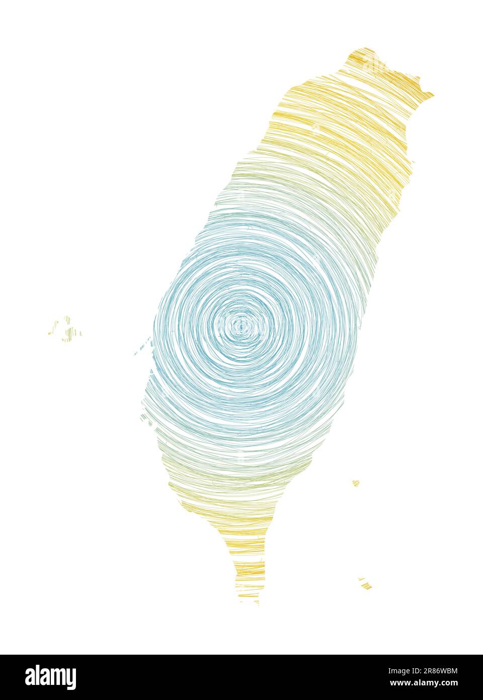 Taiwan map filled with concentric circles. Sketch style circles in ...