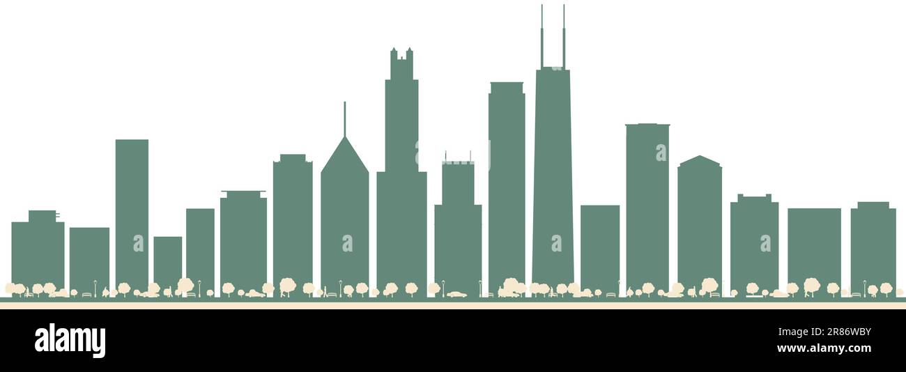 Abstract Chicago USA city skyline with color skyscrapers. Vector ...