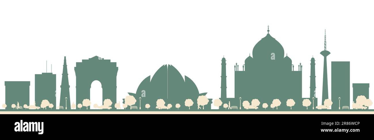 Abstract Delhi India City Skyline with Color Buildings. Vector ...