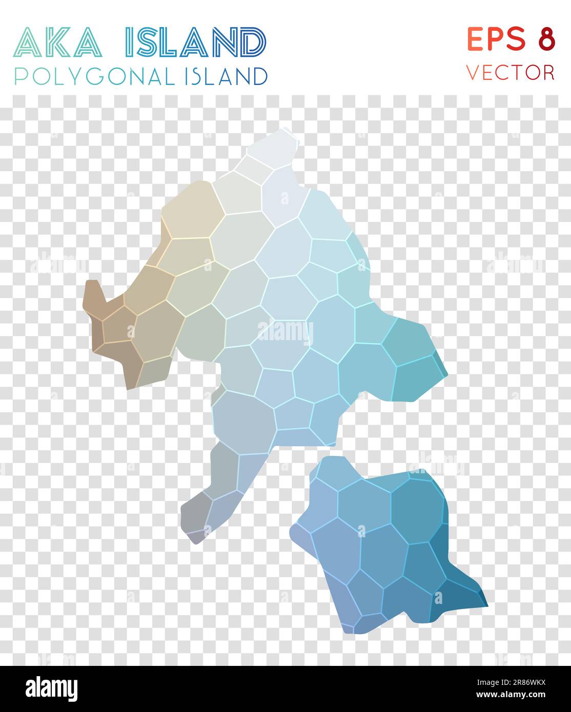 Aka Island polygonal map, mosaic style island. Flawless low poly style ...