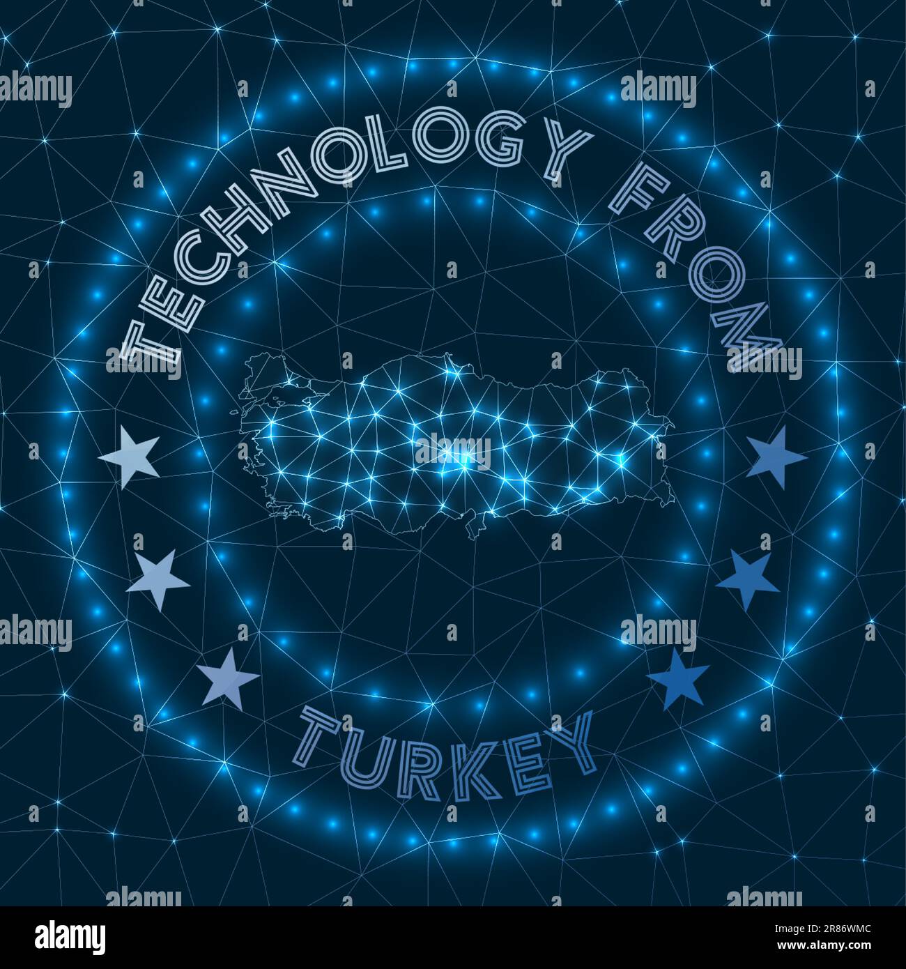 Technology From Turkey. Futuristic geometric badge of the country ...