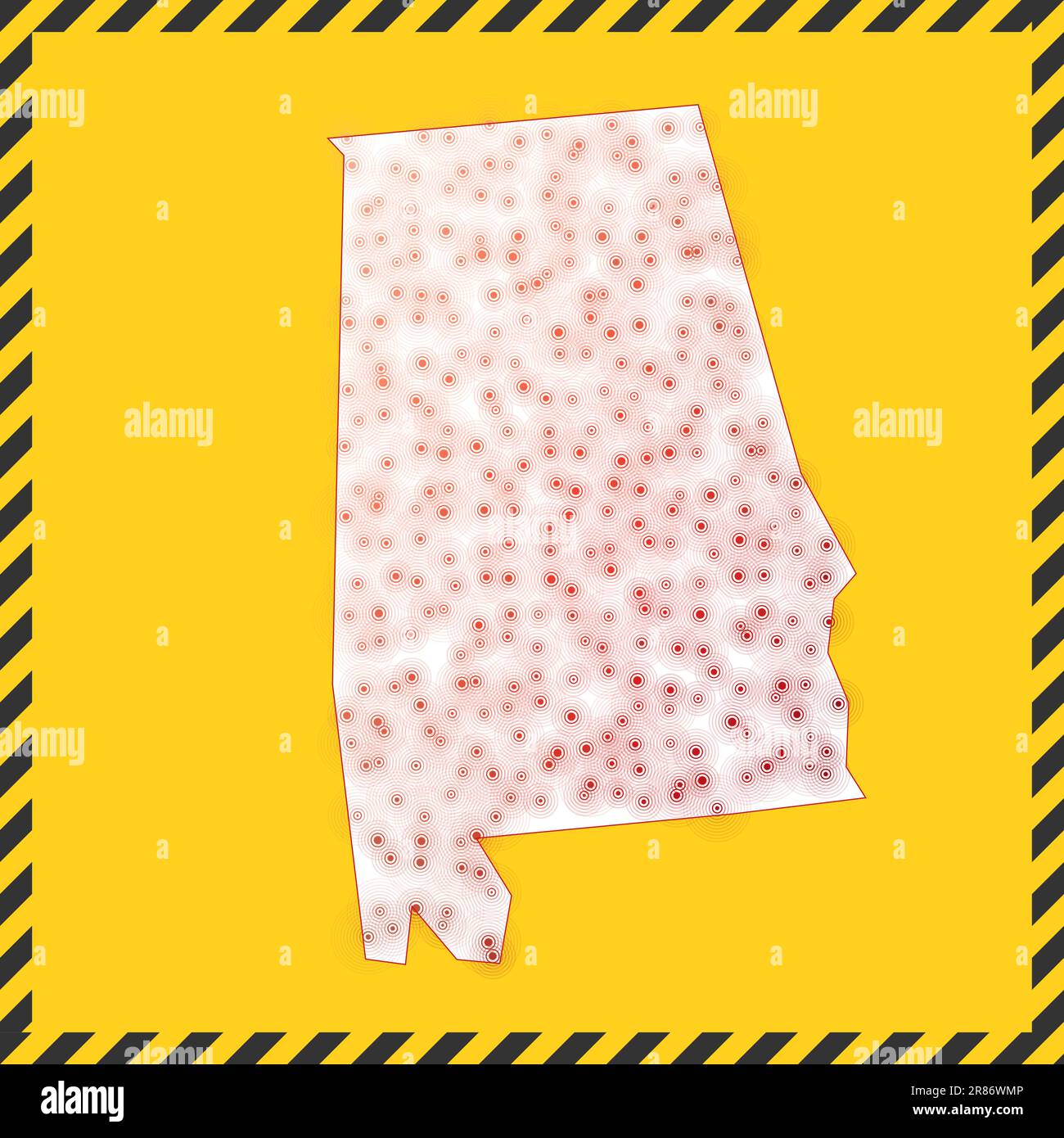 Alabama closed - virus danger sign. Lockdown US state icon. Black ...