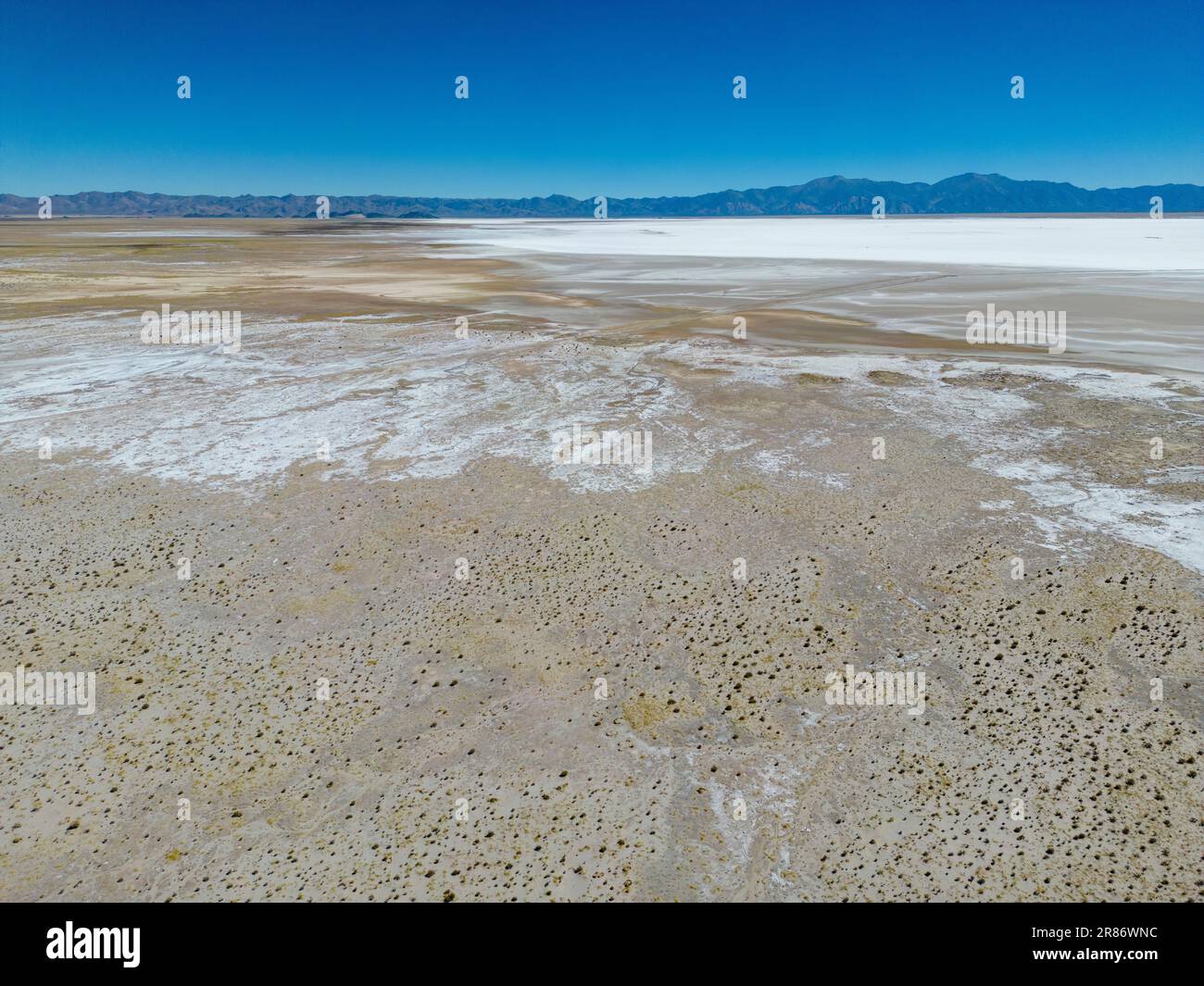 Aerial view of the huge salt flats Salinas Grandes de Jujuy in northern ...
