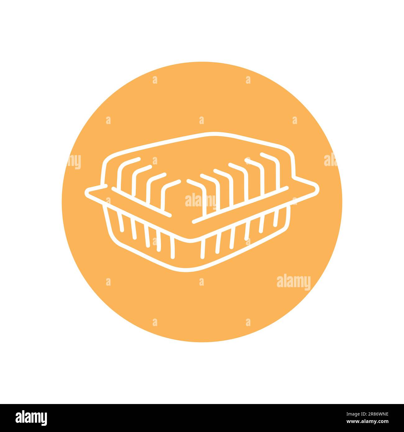 Plastic packaging for takeaway food black line icon. Takeout fastfood ...