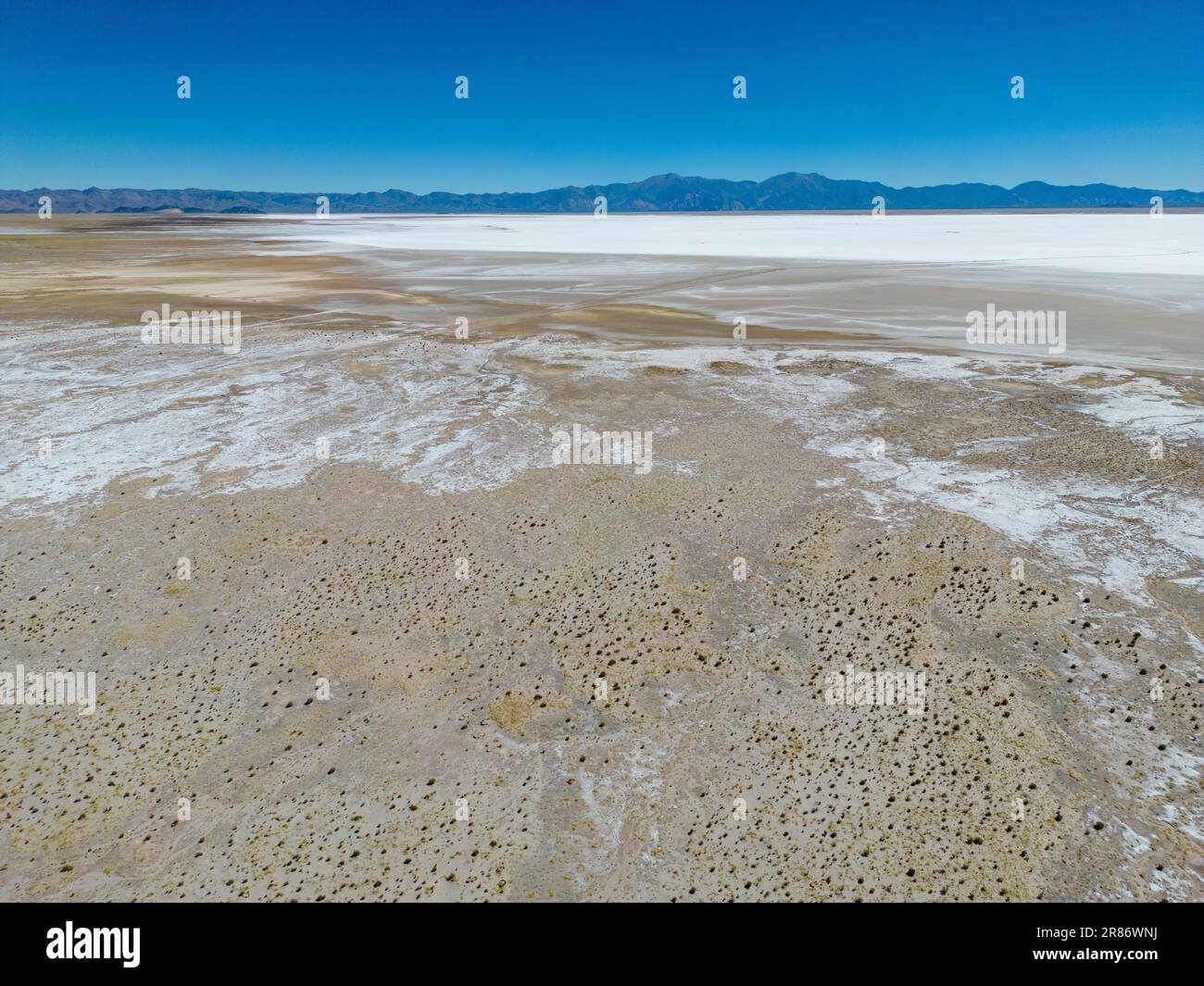 Aerial view of the huge salt flats Salinas Grandes de Jujuy in northern ...